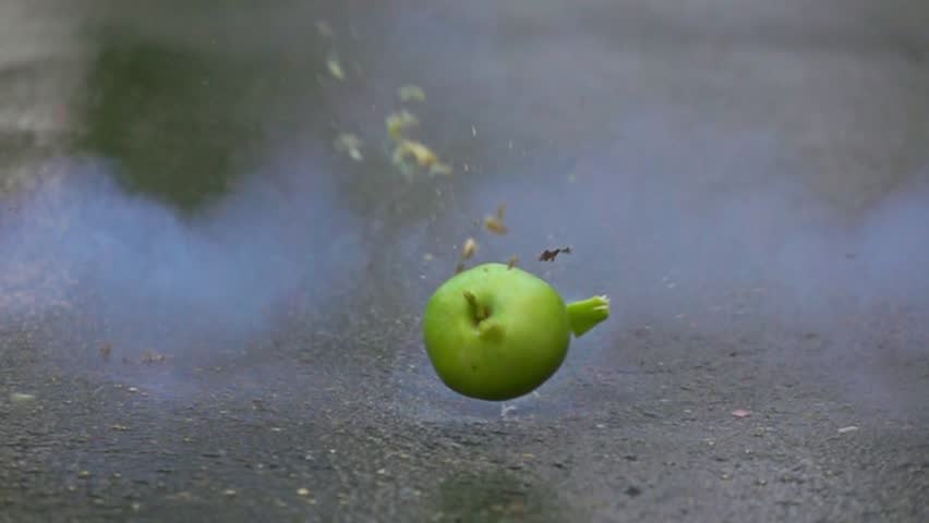 Green Apple Chopped Up In Half With A Cleaver Stock Footage Video ...