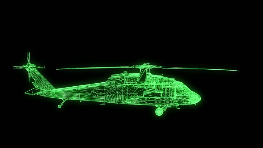 Apache Attack Helicopter. Wire-frame. Loops. Stock Footage Video ...