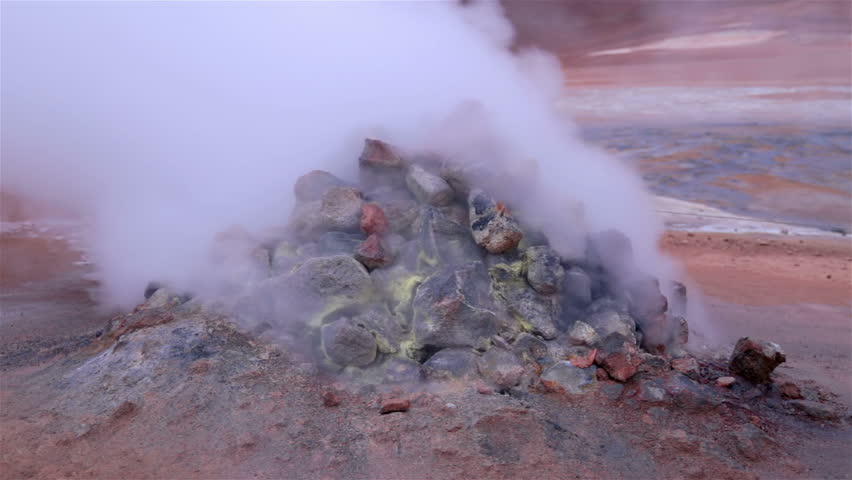 Volcanic Hot Spring Geothermal Steam Stock Footage Video (100% Royalty ...