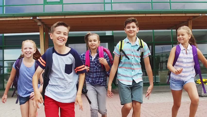 Primary Education, Communication And People Concept - Group Of Happy ...