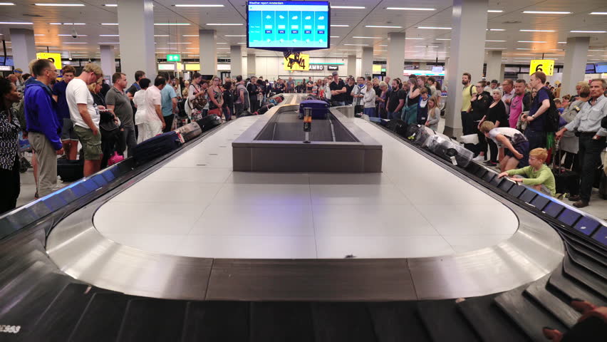 Baggage Carousel Overview Schiphol Amsterdam Stock Footage Video (100% ...