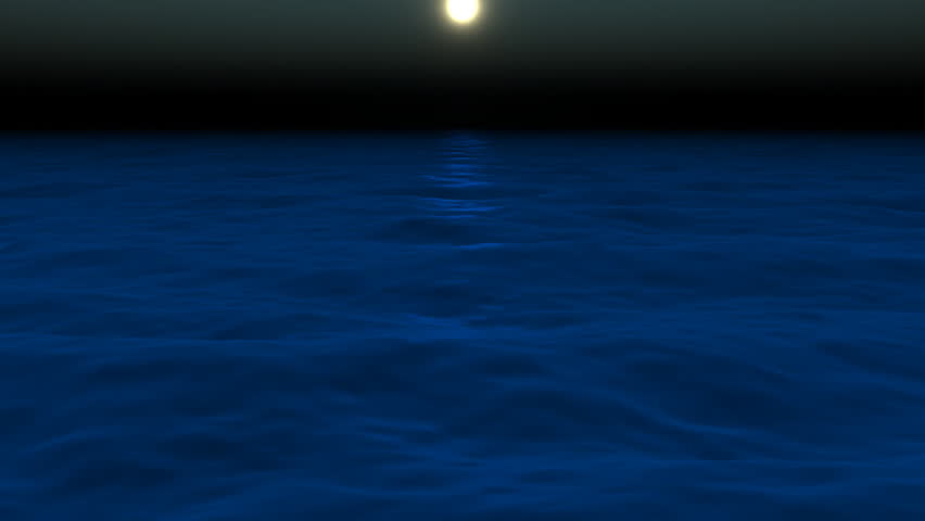 Flying Over The Ocean Surface At Night Stock Footage Video 1392421 ...
