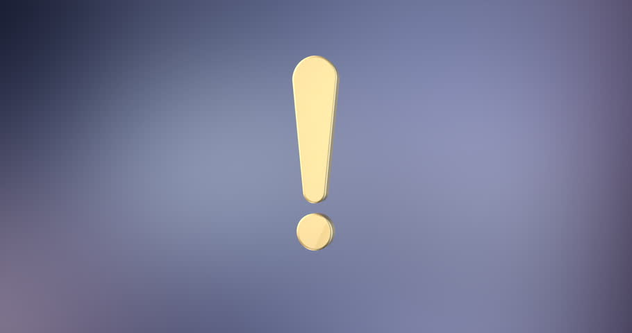 Animated Exclamation Mark Gold 3d Stock Footage Video (100% Royalty ...