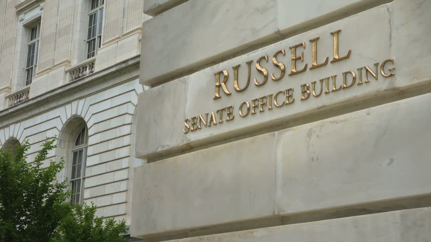 WASHINGTON, DC - MARCH 2015: Russell Senate Office Building With Sign ...