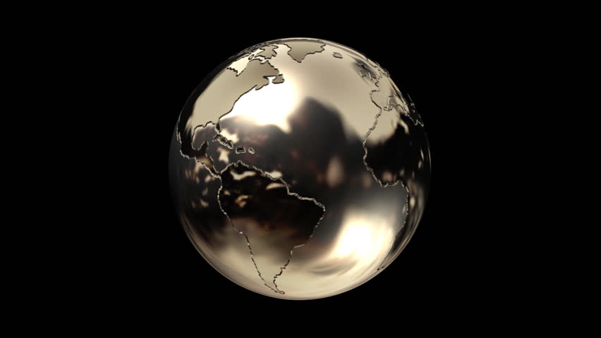 Rotation Of Golden Globe Earth With Black Oil Texture Or Soil Texture ...