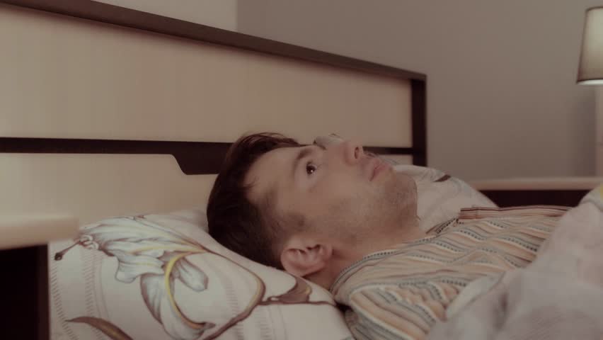 Sad Man Missing Someone While Laying In Bed Stock Footage Video 5188013 ...