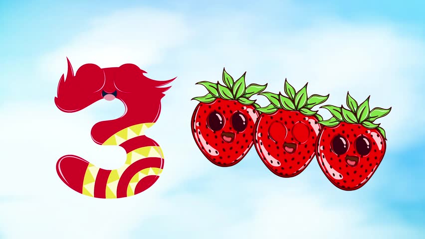 Cartoon Animated Number 3 and Stock Footage Video (100% Royalty-free ...