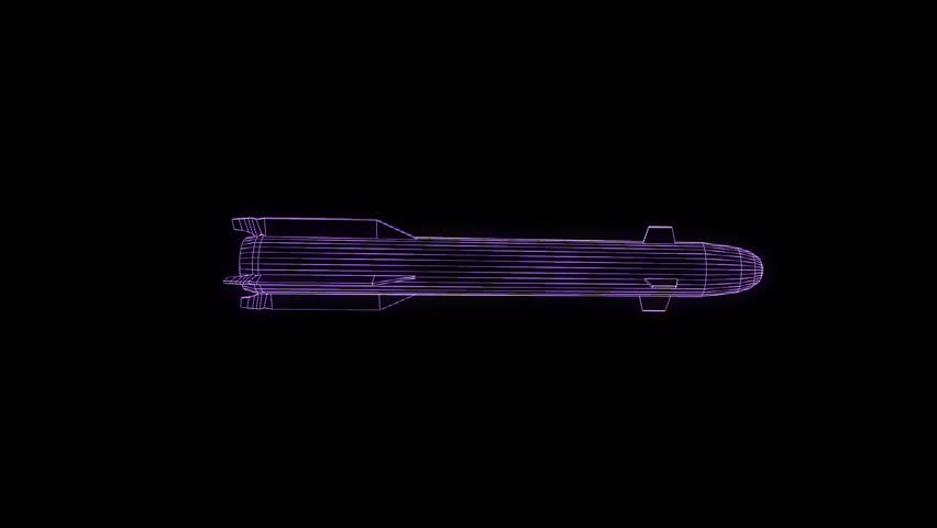 Rocket in Hologram Wireframe Style. Stock Footage Video (100% Royalty ...