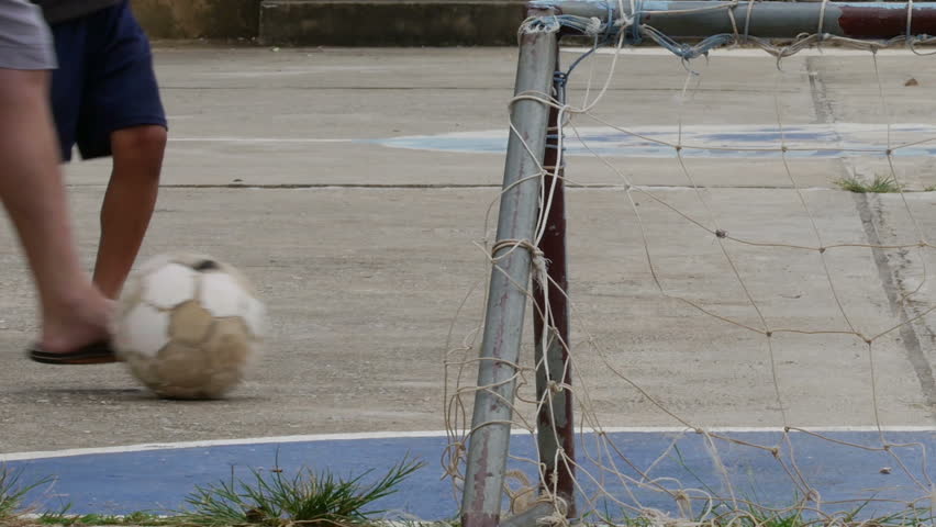 Pool Boy Kicking Old Football Stock Footage Video (100% Royalty-free ...