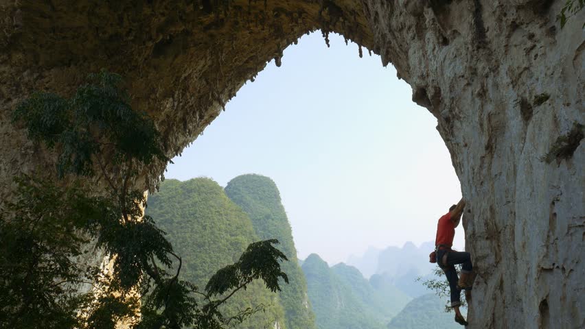 Yangshuo,china, October 2015: Rock Climbing Stock Footage Video (100% ...