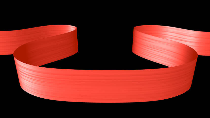 Red Ribbon Moving In The Shape Of Horizontal Loop, Animated Decorative ...