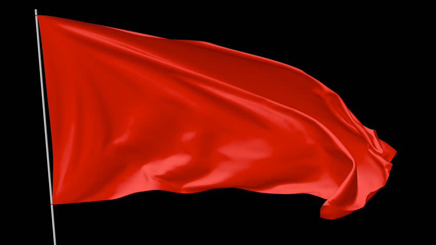 Blank Plain Red Flag With Flagpole Waving In The Wind, 3D Animation ...