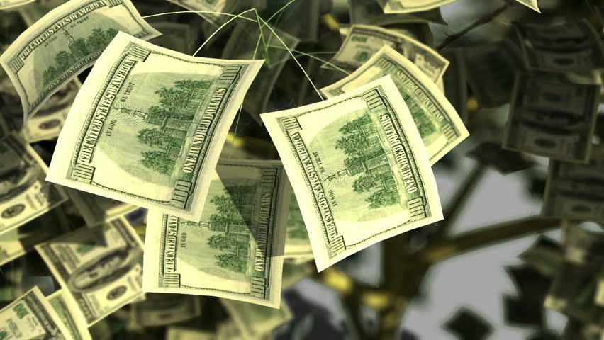 Animation Of Money Tree Made Up Of Hundred Dollar Bills Shaking And ...