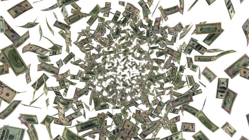 Wealth: Dollar Cash Vortex And Scattering On White. Alpha Matte Stock ...