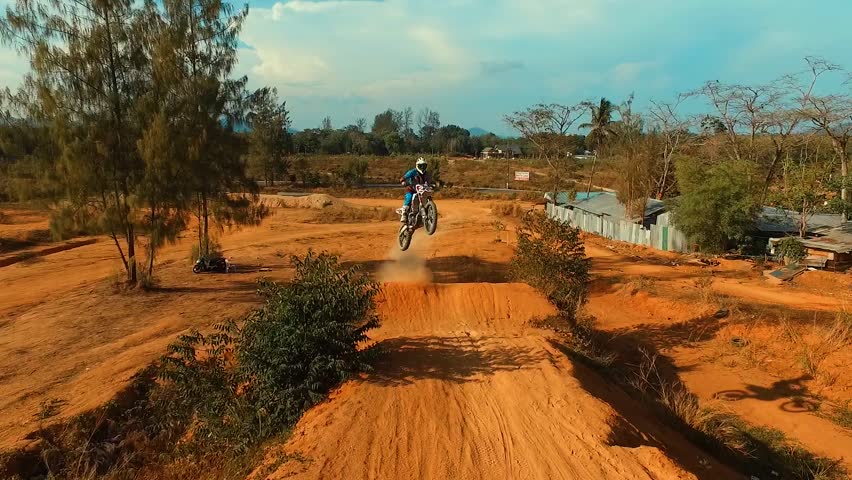 Aerial: Jump On Motocross Track. Stock Footage Video (100% Royalty-free ...