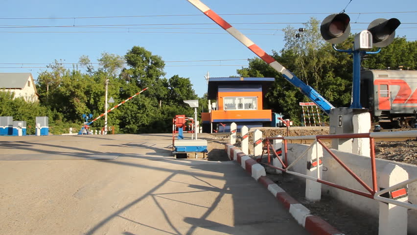 Russian Railways. Railroad Crossing for Stock Footage Video (100% ...