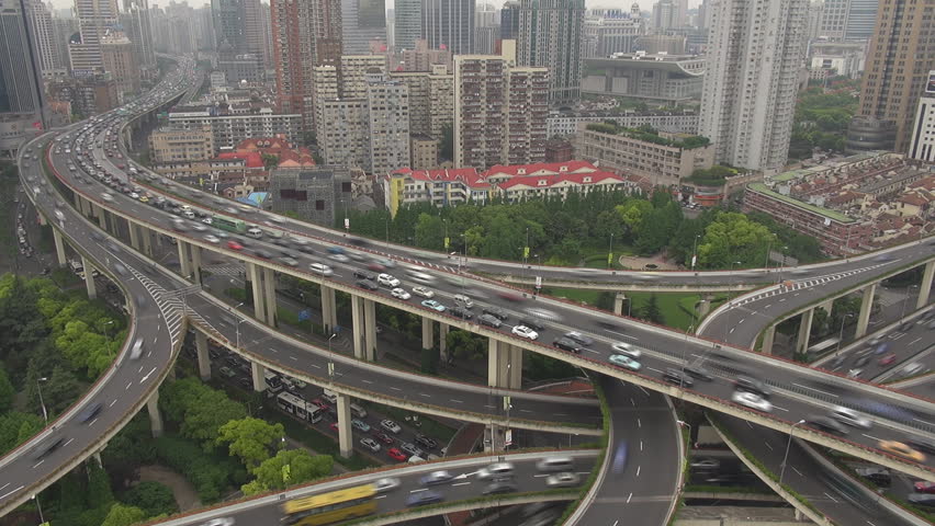 SHANGHAI, CHINA MAY 9 2012: Aerial View Of Shanghai Busiest Highway ...