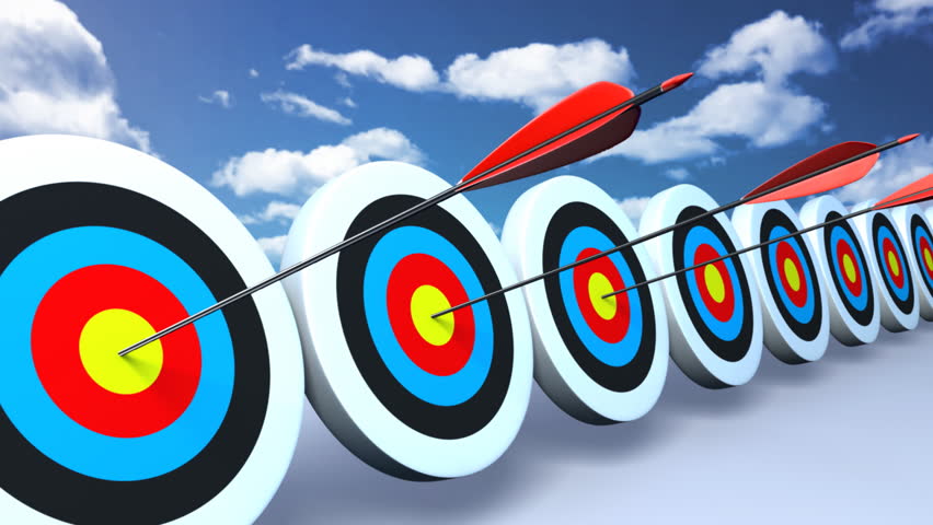 Many Arrows Hit The Targets. Success Concept. Stock Footage Video ...