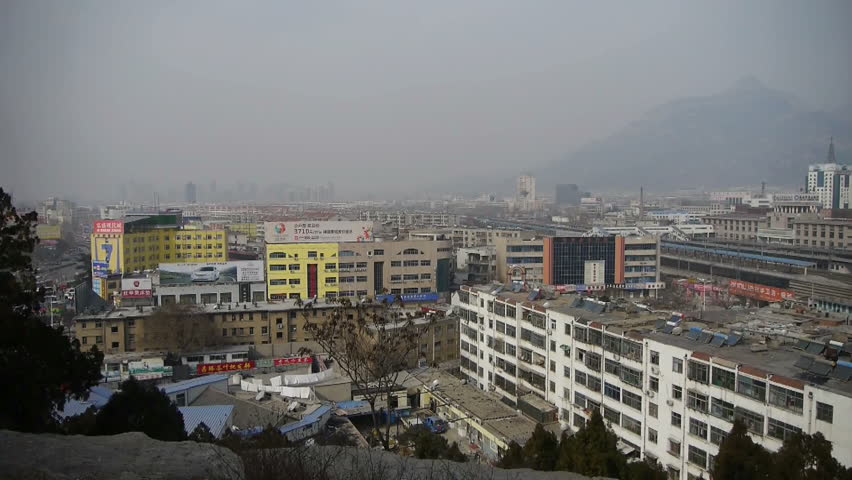 Bird's Eye View Of Railway Station Of Tai'an City In China.Taishan ...