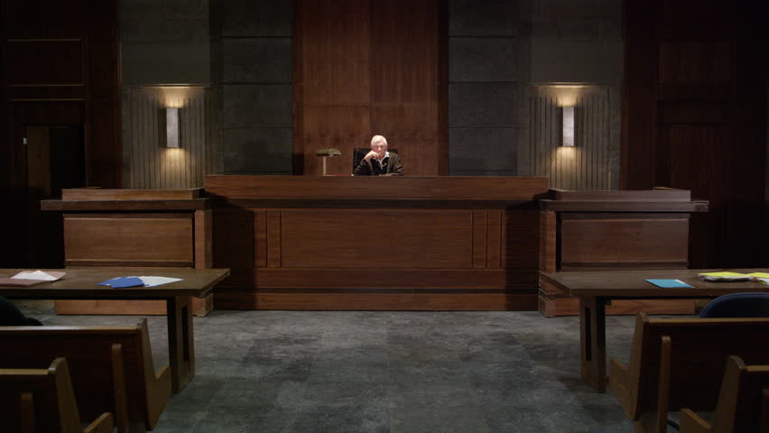 Slow Motion Dolly Shot Of Witness Stand In Courtroom Stock Footage ...