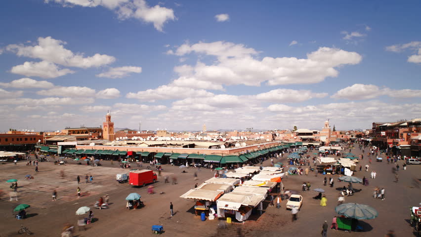 Elevated View Over Djemaa El-Fna Night Market, Marrakech (Marrakesh ...