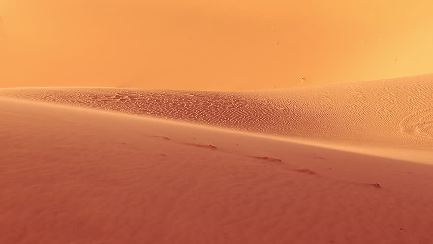 Close-up View Of Sand Dunes In Desert. Wind In Desert Drives Sand. With ...