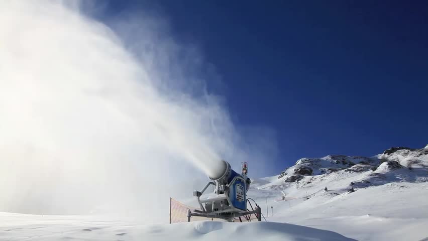 Snow Cannon Produced Artificial Snow Stock Footage Video (100% Royalty ...
