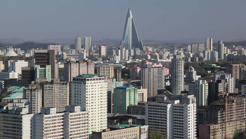 Pyongyang, New Modern Buildings In The Centre Of Pyongyang Colourfully ...