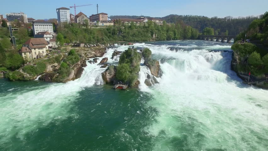 Rhine Falls Aerial View Stock Footage Video (100% Royalty-free ...