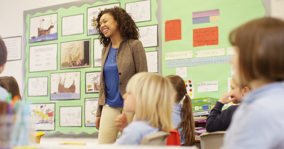 4k Elementary School Teacher Talking Stock Footage Video (100% Royalty ...