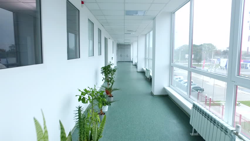 Stock Video Clip of Pov of camera walking lab corridor. Steady ...