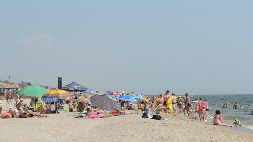 BERDYANSK, UKRAINE - JUNE 12: Ukrainian Beach On The Sea Of Azov On ...