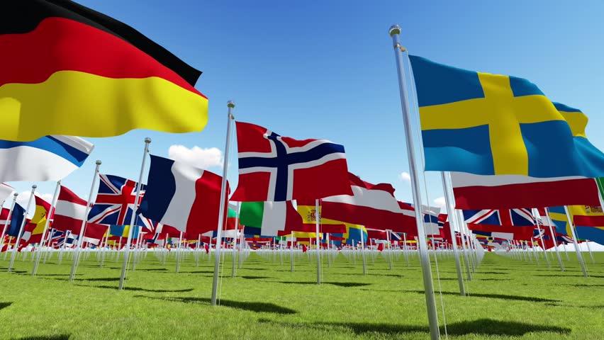 Stock video of all eu members flags in green | 27106603 | Shutterstock