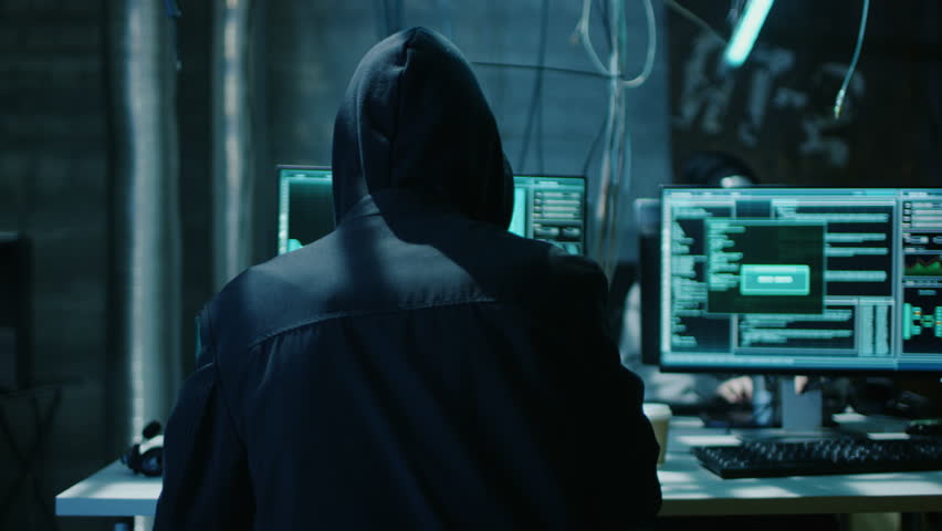 Hooded Hacker Breaks Into Corporate Stock Footage Video (100% Royalty ...