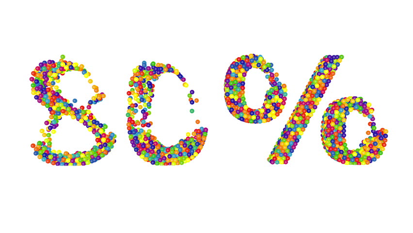 3d Render Animation With Colored Balls Creating The Percentage 60% On A ...