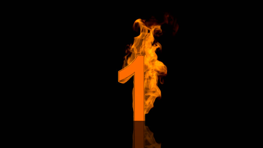 Flaming Number One Centred On Black Background Flaming Number One ...