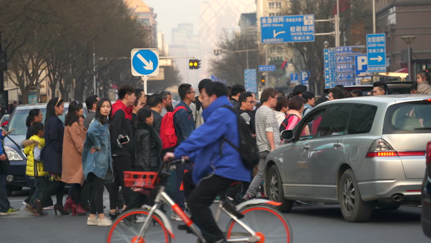 Traffic in Beijing. Crowd of Stock Footage Video (100% Royalty-free ...