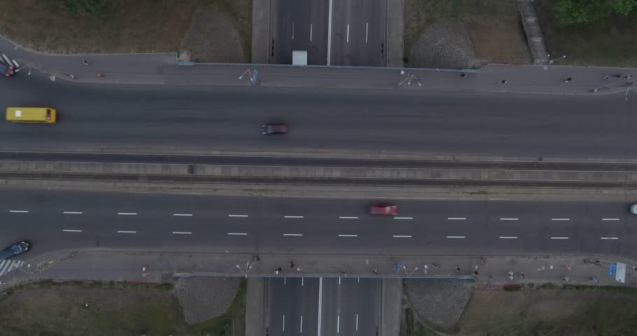 Flight Over The Road Junction. Bird's Eye View. 動画素材 30454015 ...