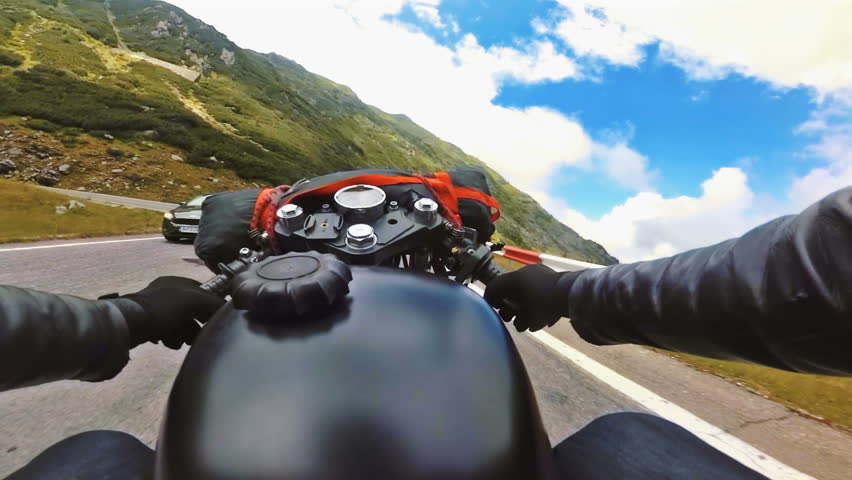 Motorcycle Ride Pov, Road Adventure. Mountain Road. Slow Motion 120 Fps ...