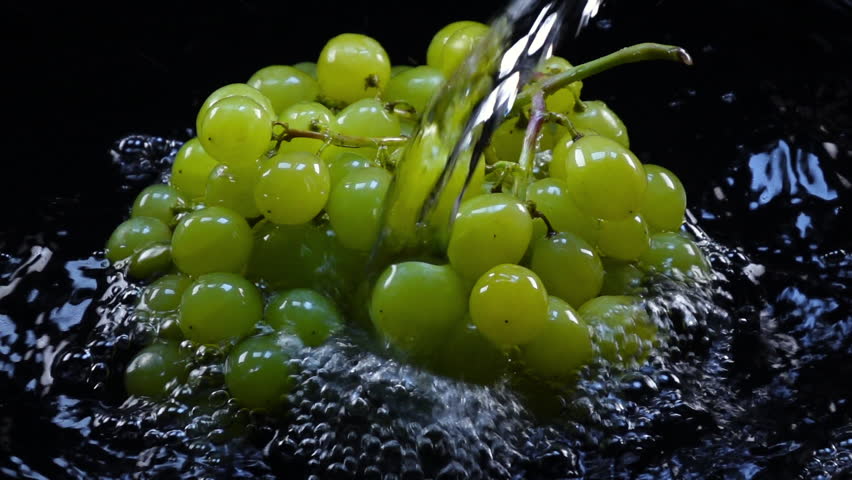 Grapes Dripping With Water Close-up On A Black Background Full-HD 1920 ...
