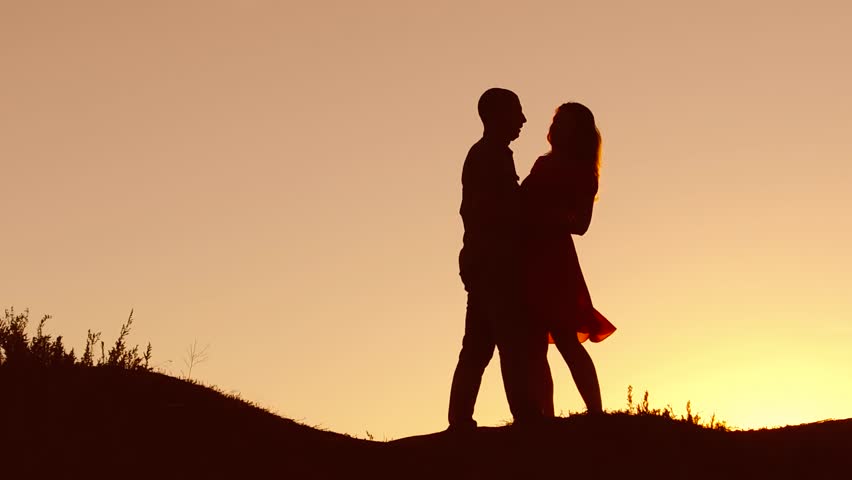 Lovers Meeting, Kissing, Embracing And Walking Away Together Stock ...