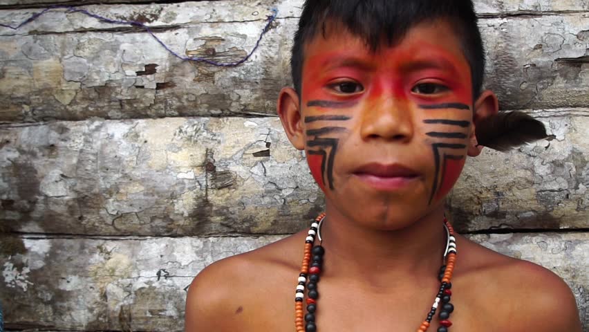 Father And Son At An Indigenous Tribe In The Amazon Stock Footage Video ...