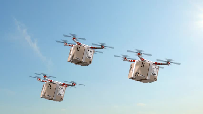 Delivery Drones - Drone Quadrocopter Delivers A Package - Fast ...