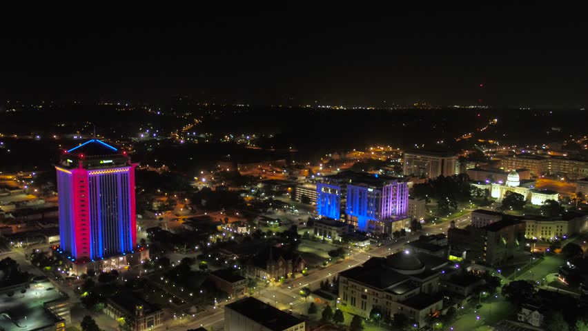 Aerial Alabama Montgomery July 2017 Night 4K Inspire 2 Stock Footage ...