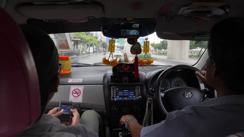NEW YORK - APRIL 21, 2015: NYC Taxi From Back Seat POV Aith Audio Stock ...