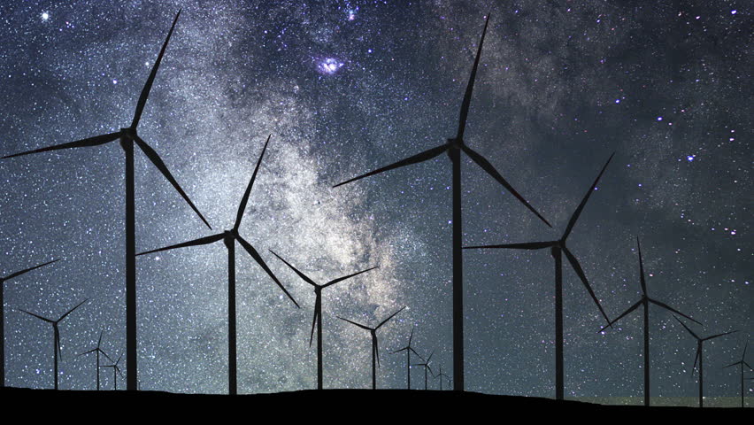 Stock video of wind farm, starry night, energy and | 32151373 ...
