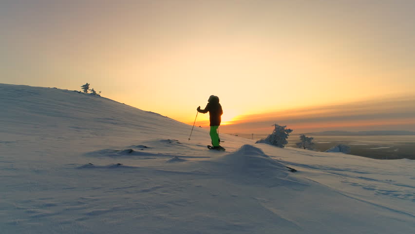 Winter Hiking In Snowshoes On The Mountain Image Free Stock Photo