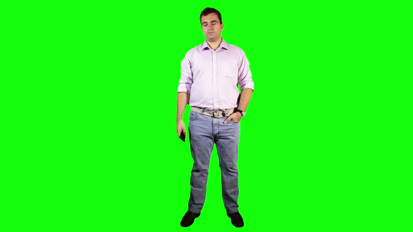 Young Men Back Pain Full Body Greenscreen Footage Was Shot Against ...