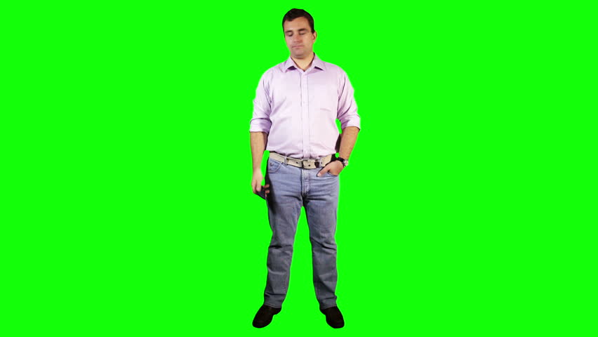 Young Men Back Pain Full Body Greenscreen Footage Was Shot Against ...