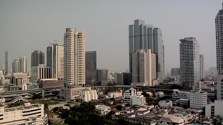 Elevated View Of Sathon District Late Afternoon, Bangkok Stock Footage ...